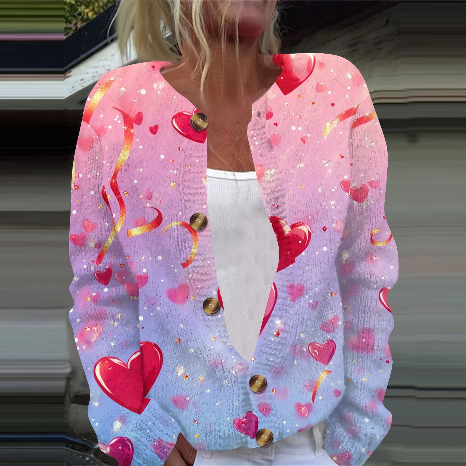 YNGKMEA Valentines Day Sweaters for Women Plus Size Open Front Love ...