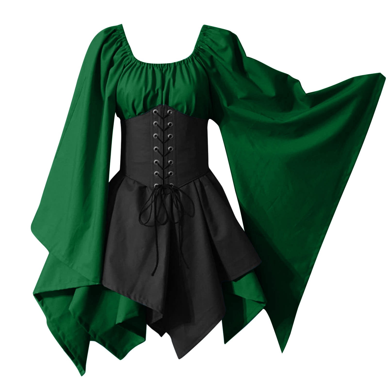 YNGKMEA Women's Medieval Renaissance Dress Halloween Lace Up Long ...