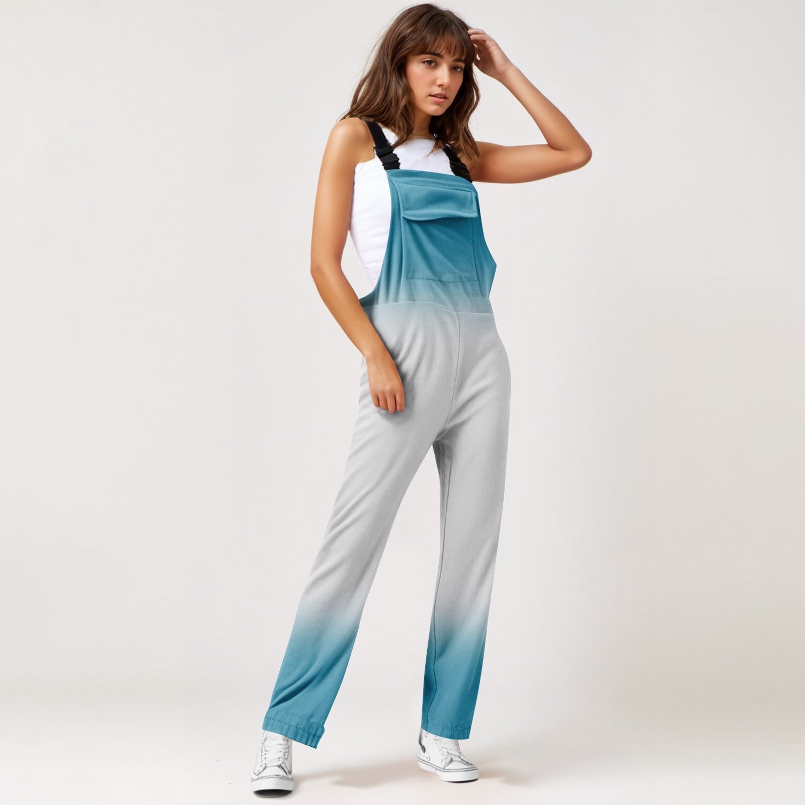 YNGKMEA Womens Overalls Oversized Fleece Adjustable Fit Jumpsuits Fuzzy ...