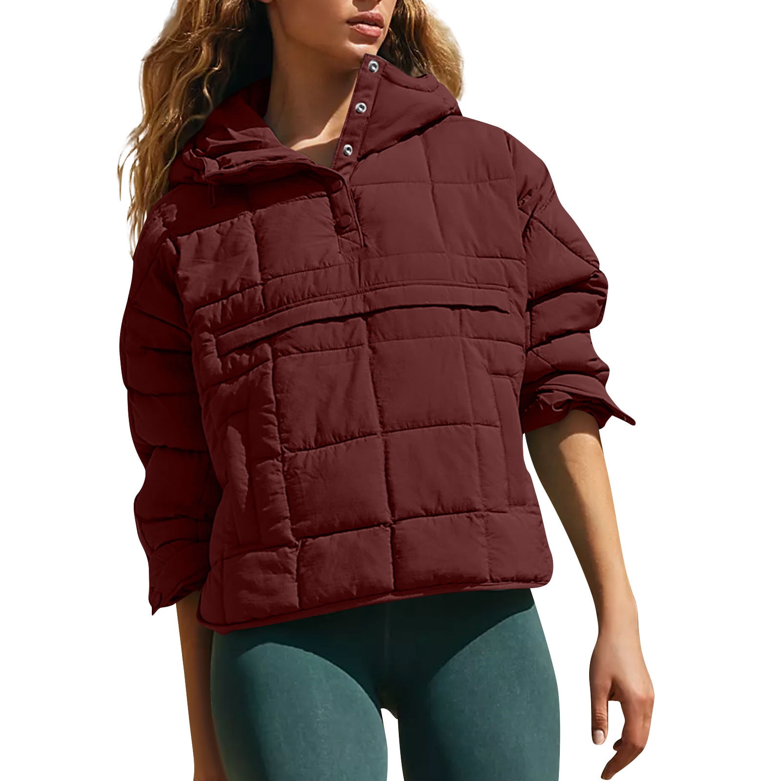 YNGKMEA Womens Oversized Puffer Jacket Quilted Lightweight Dolman ...