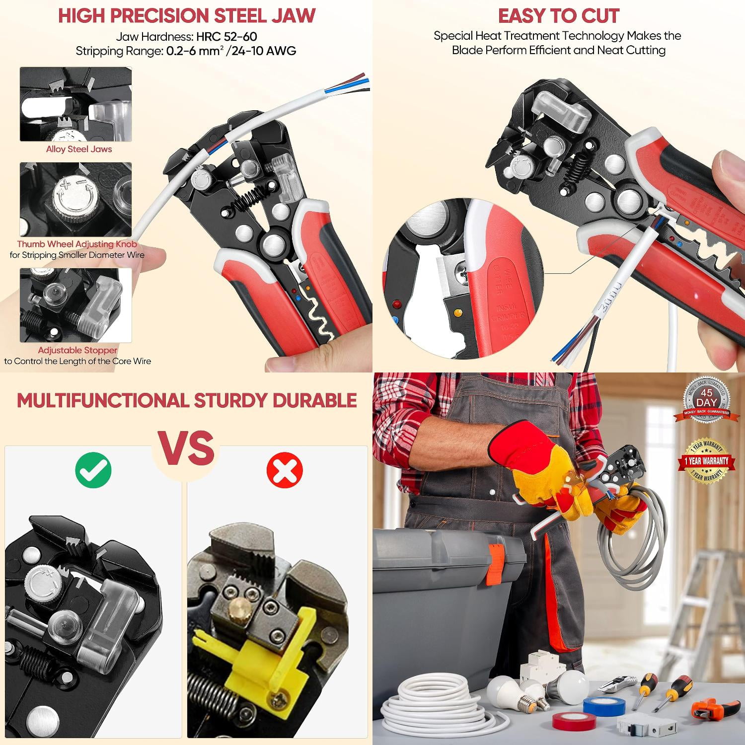 YNGURJA Efficient and Versatile TICONN Automatic Wire Stripper Tool ...