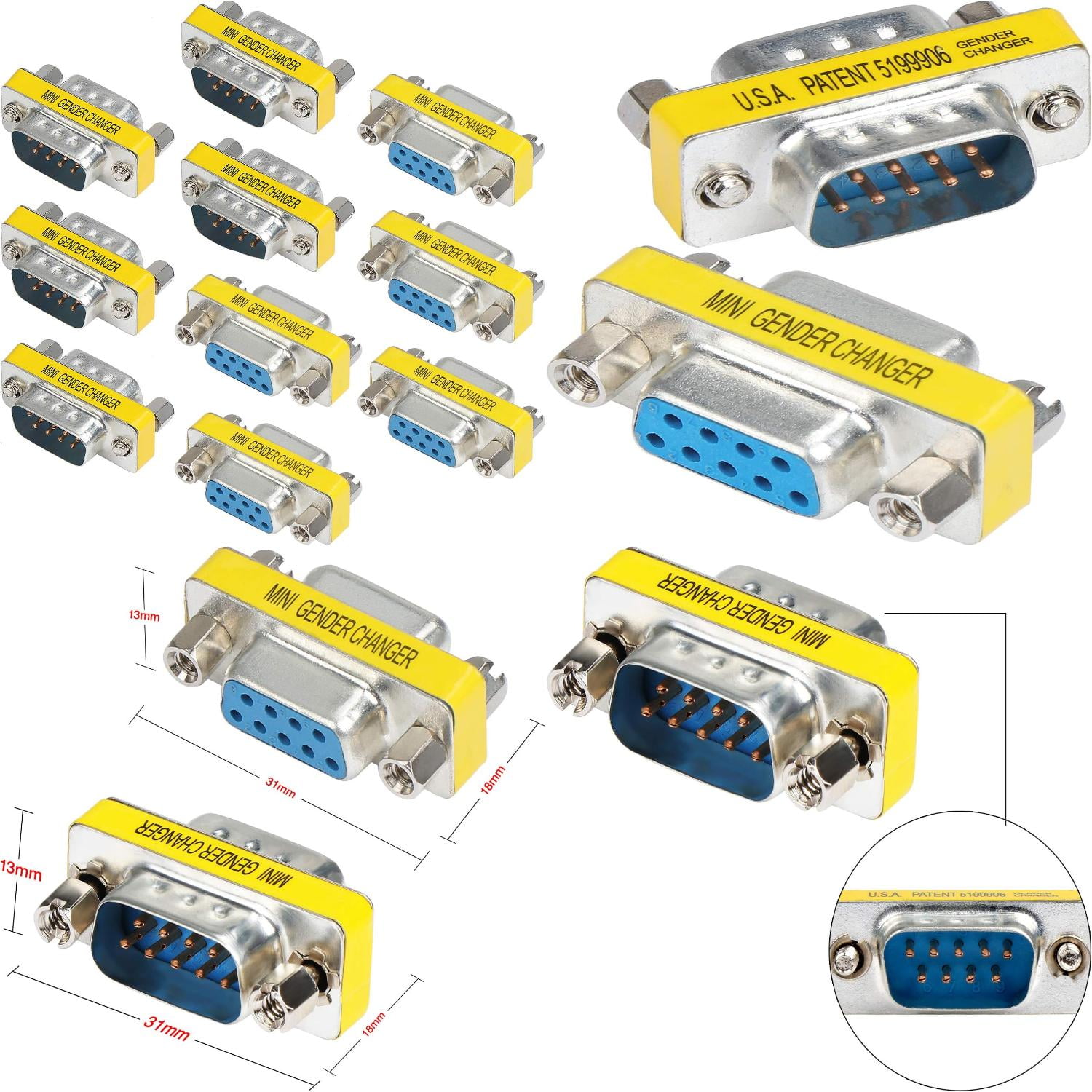 YNGURJA High-Quality and Reliable 20-Pack of Durable DB9 Male to Male ...