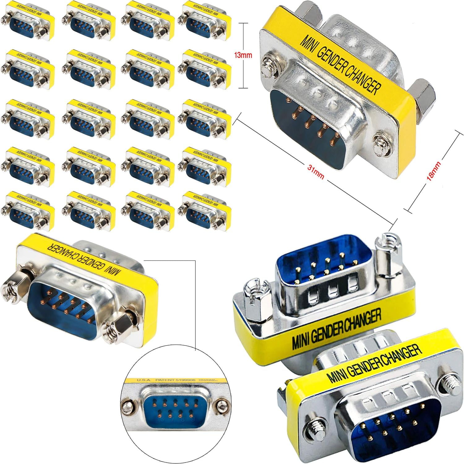 YNGURJA High-Quality and Reliable 20-Pack of Durable DB9 Male to Male ...