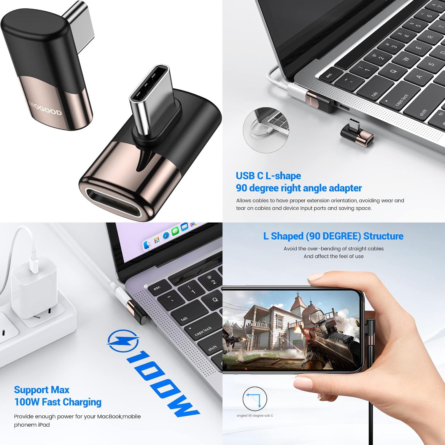 YNGURJA Improved High-quality Right Angle USB Type C Thunderbolt ...