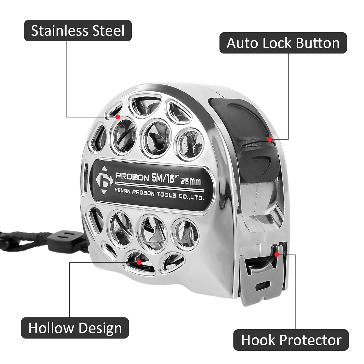 YNTVV-16 Ft Tape Measure, Stainless Steel Double Sided Scale ...