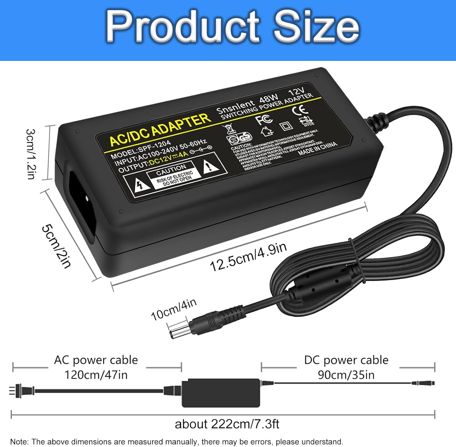 YNTVV-DC 12V 4A 48W AC Adapter Power Supply 12V 4A 48W AC/DC Power ...