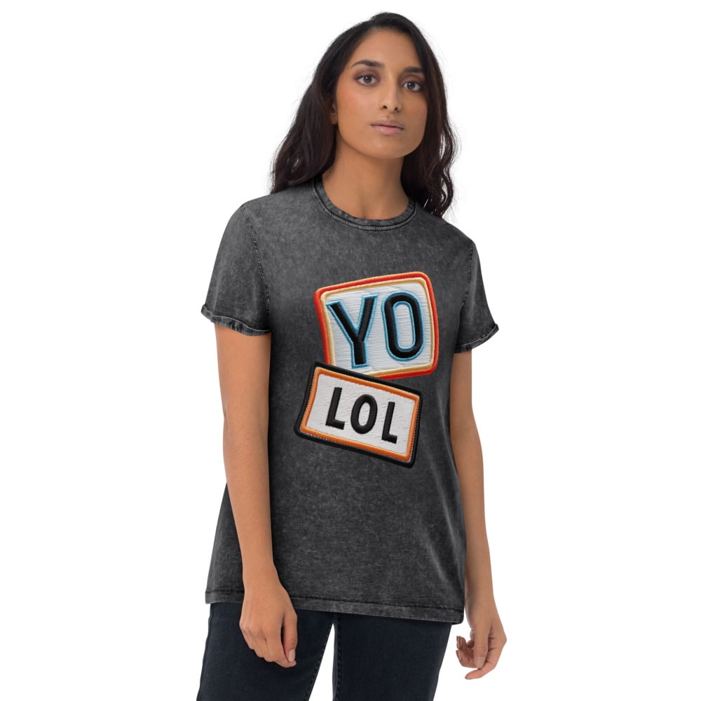 YO! LOL Denim T-Shirt (Black, S) - Walmart.com