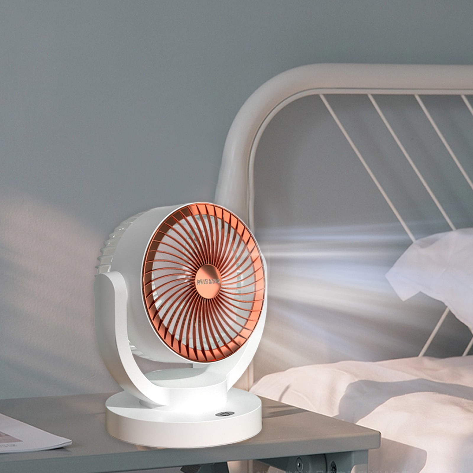YOBOLK Fan Table Fan, Rechargeable Battery Operated Desk Fan with LED ...
