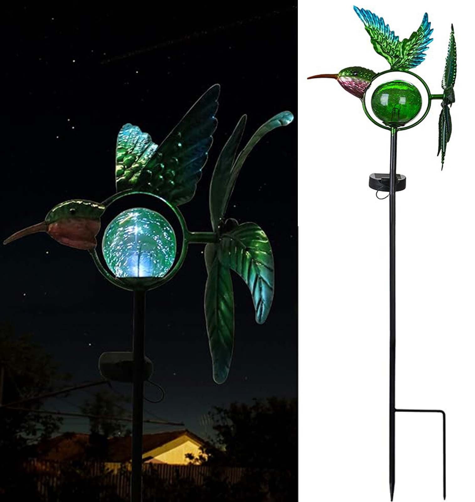 YOBOLK Garden Decor Outdoor Solar Hummingbird Windmill Ground Plug ...