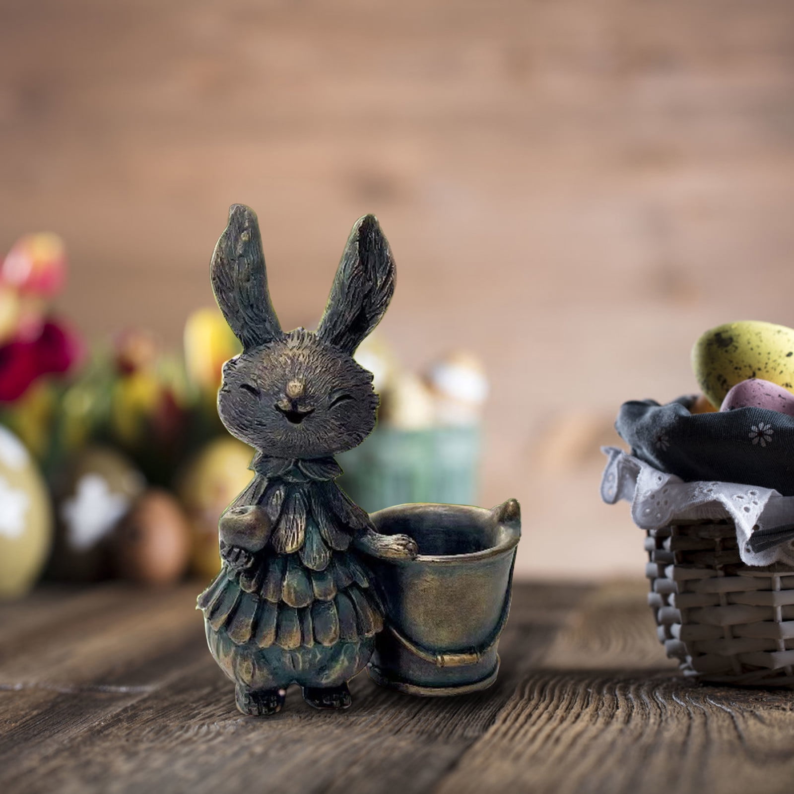 YOBOLK Mother's Day Gifts Art Bunny Planter Resin Statue Cute Shaped ...
