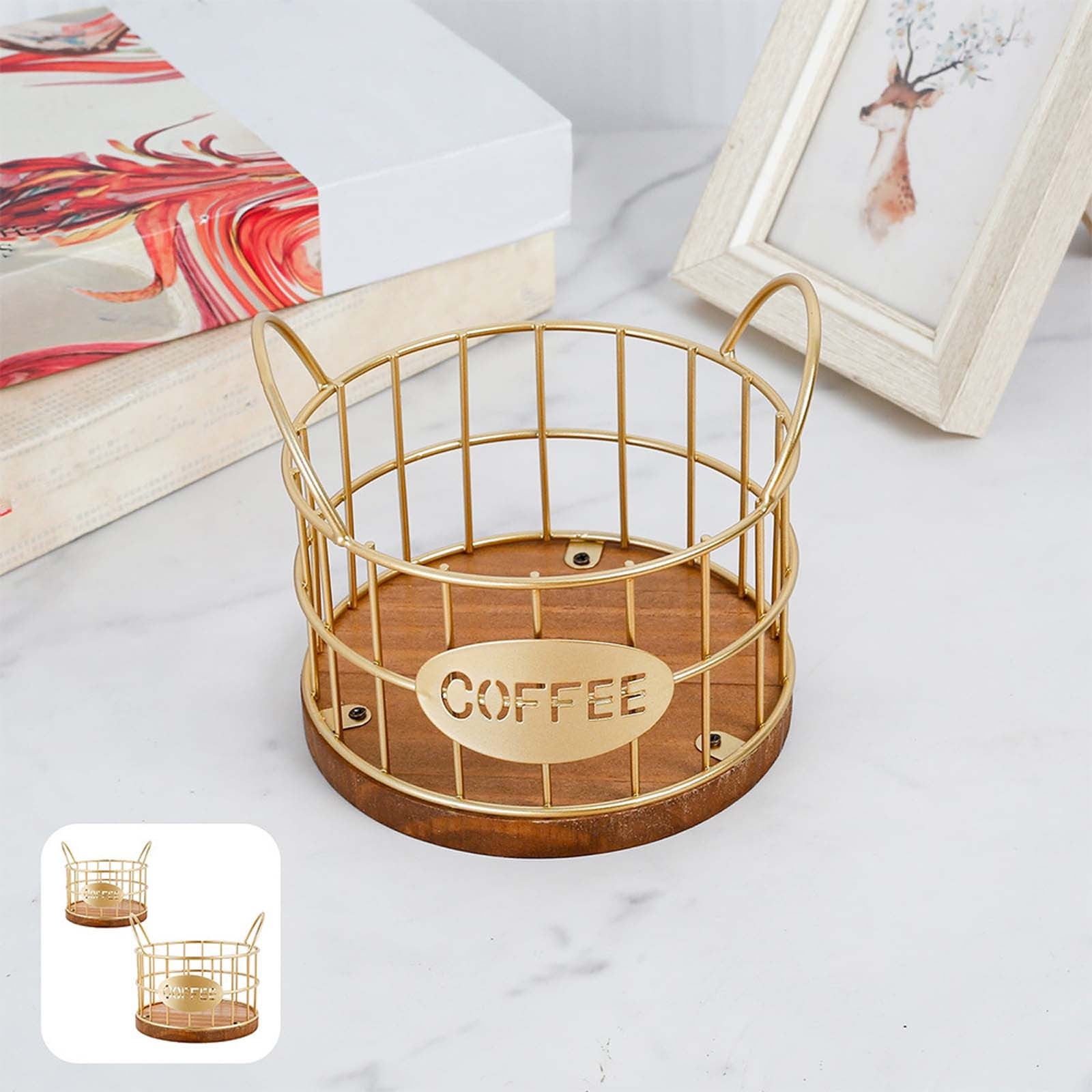 YOBOLK Organizer Racks Coffee Capsule Storage Basket Iron Desktop Table ...