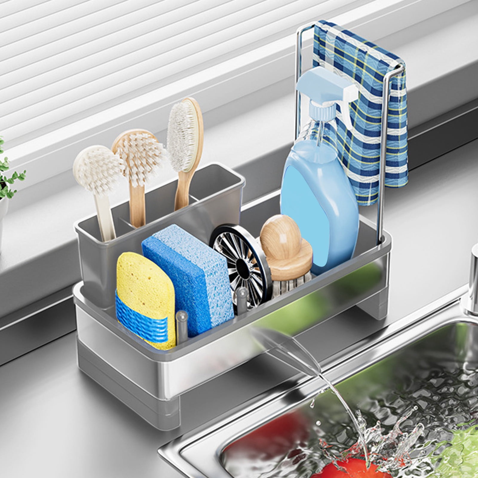 YOBOLK Organizer Racks Kitchen Sink Sponge Drainer Kitchen Dishcloth ...