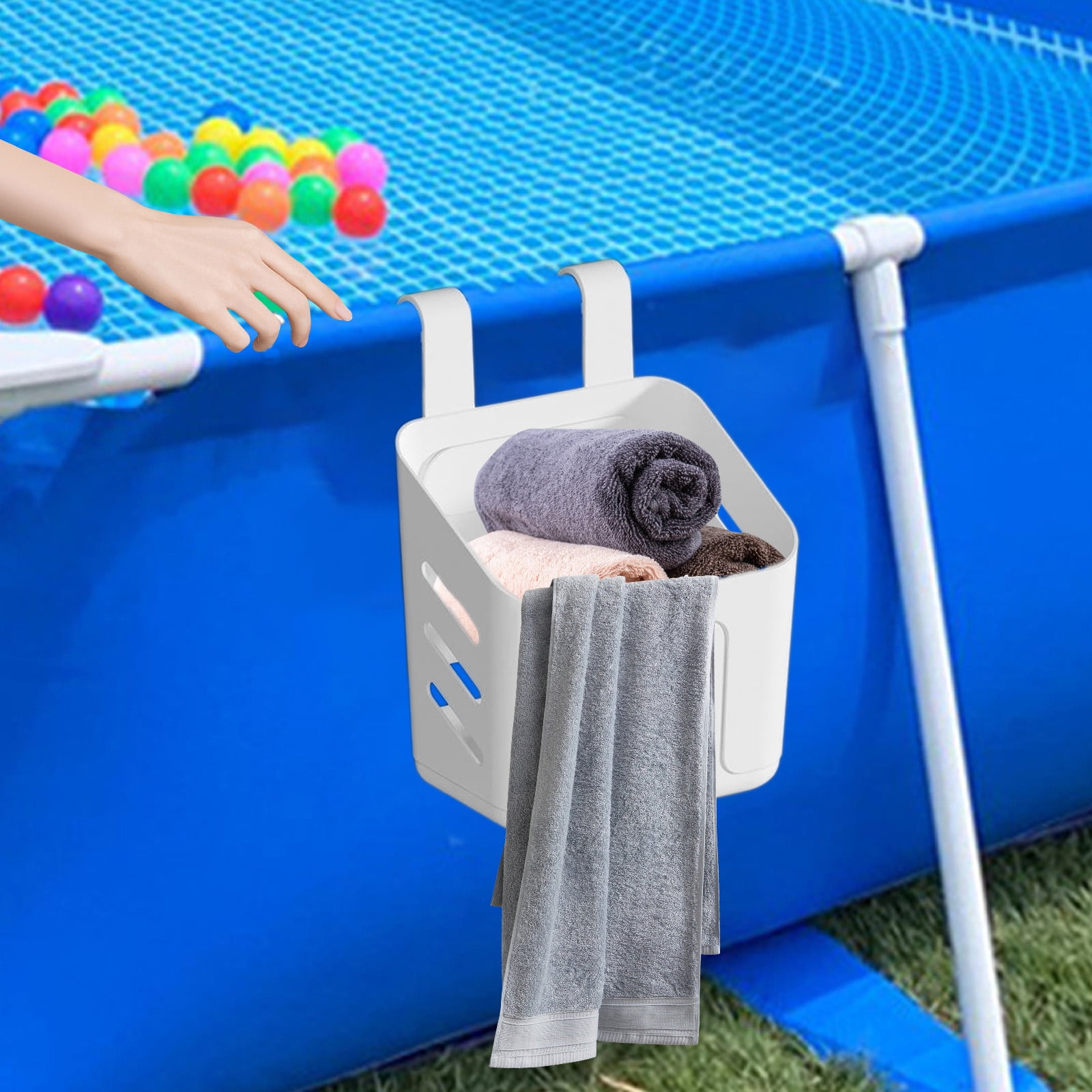 YOBOLK Pool Accessories Pool Side Storage Basket Set Pool Cup Above ...