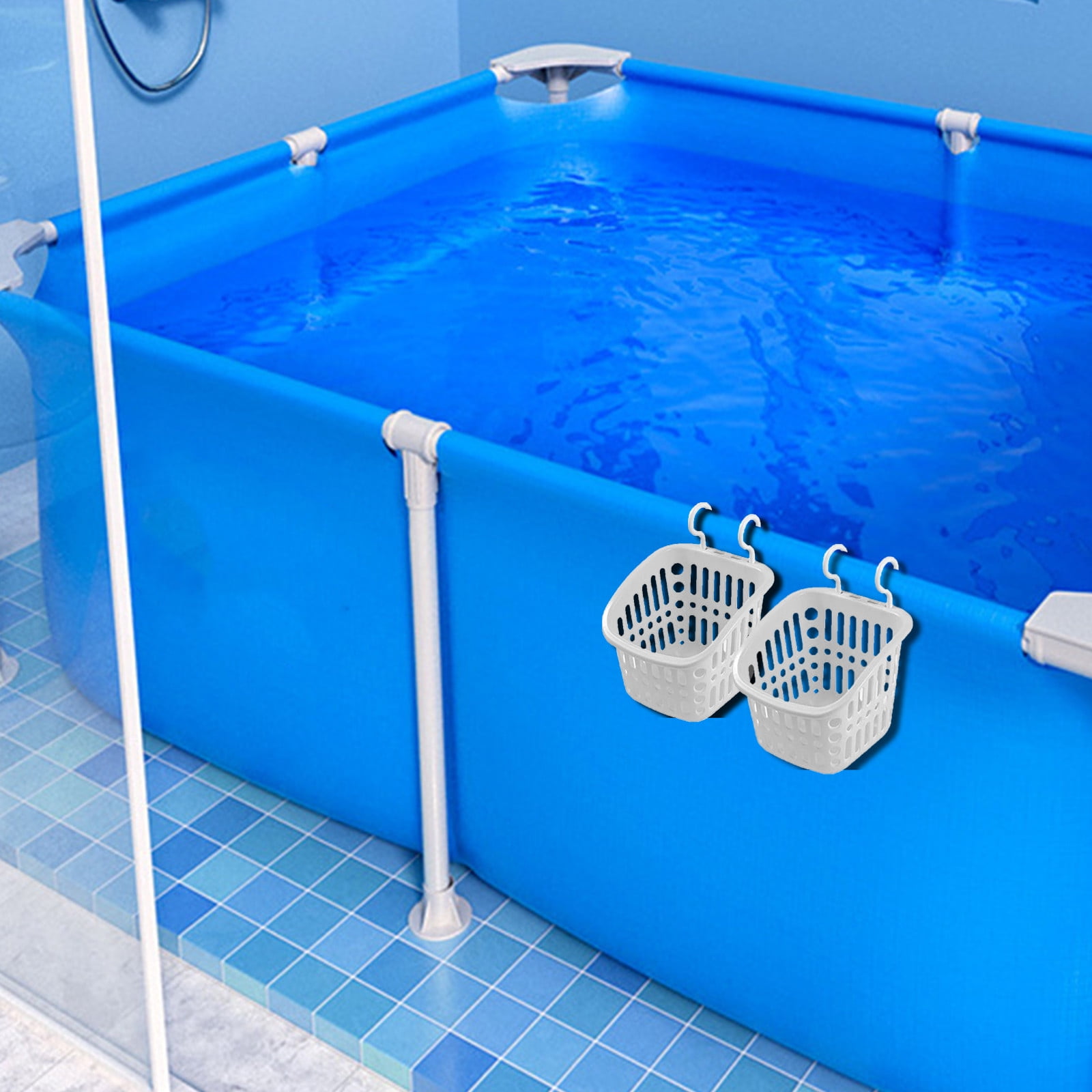 YOBOLK Pool Accessories Pool Side Storage Basket Set Pool Cup Above ...