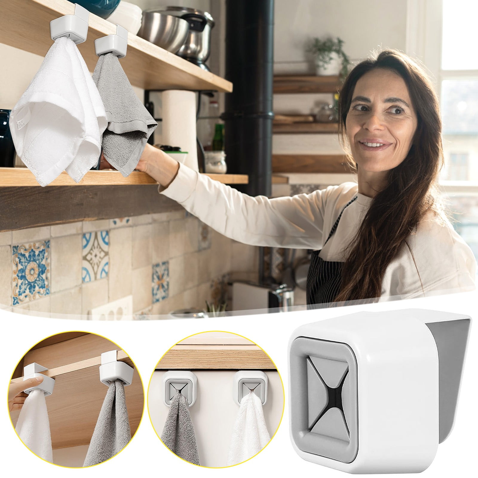 YOBOLK Towel Racks for Bathroom Rag Clip Hookless Elastic Towel Gloves ...