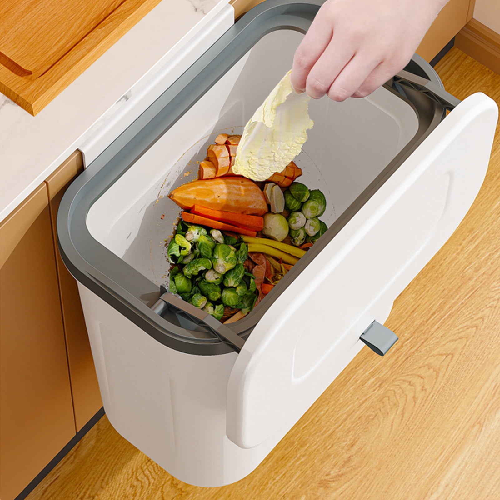 YOBOLK Trash Can Wall Mounted Garbage Cans Household High Color Plastic ...