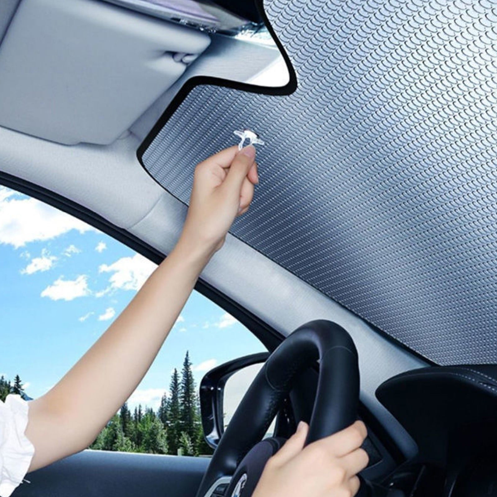 YOBOLK Windshield Sun Shade Front Windshield Sun Shade - Accordion ...