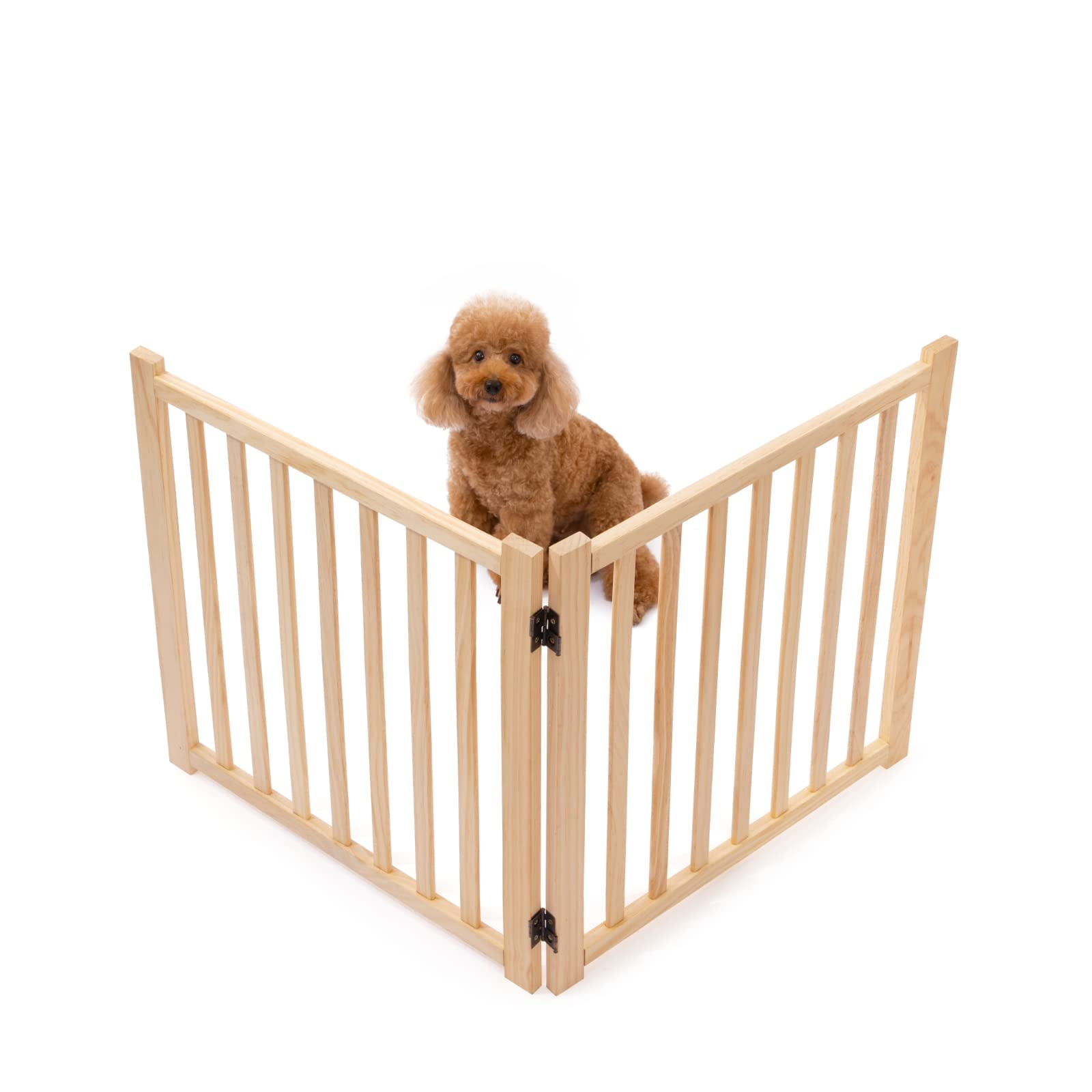YOCAN Paint-Free Wood FreeStanding Pet Gate ATT1for Dogs,Wooden Dog ...