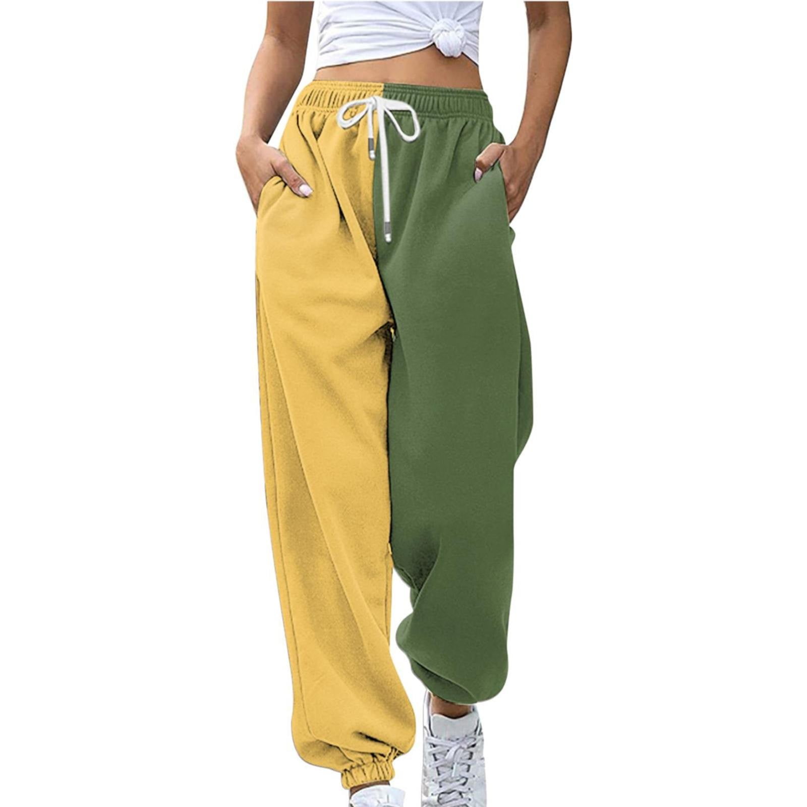 Yocheerful Womens Fashion Sweatpants Loose Breathable Colorblocking