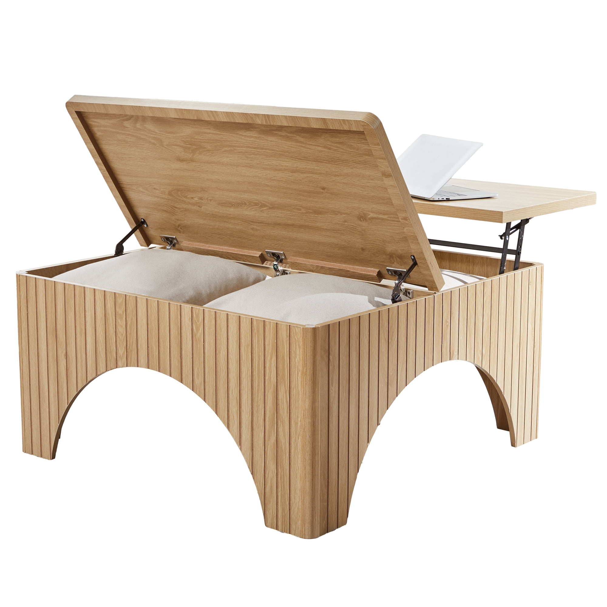 YOCWO 4 in 1 Carved Arched Square Coffee Table with Flip Top and Lift ...