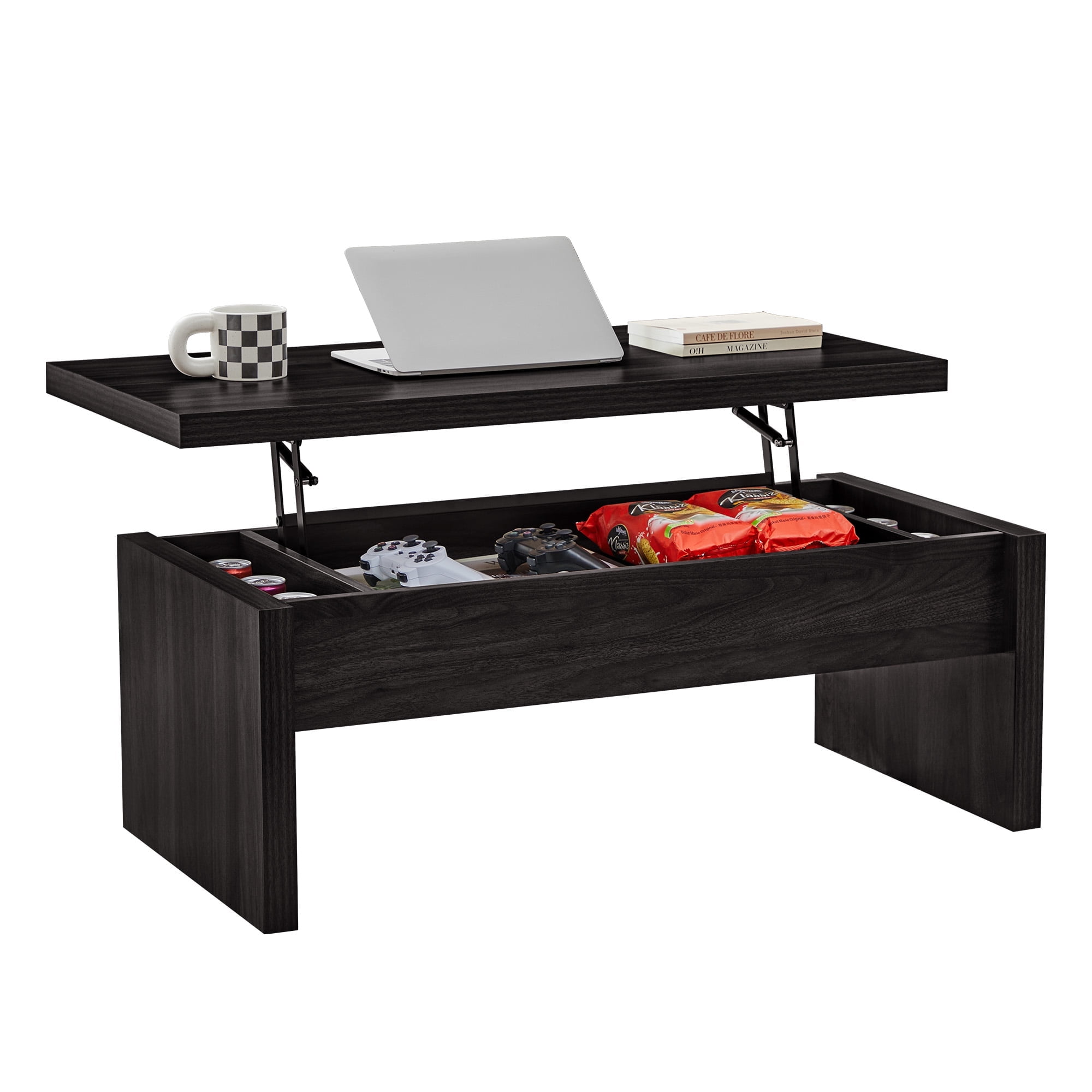 YOCWO Lift Top Coffee Table with Storage, Rectangle Coffee Table with Thicken Wood Table Top and ...