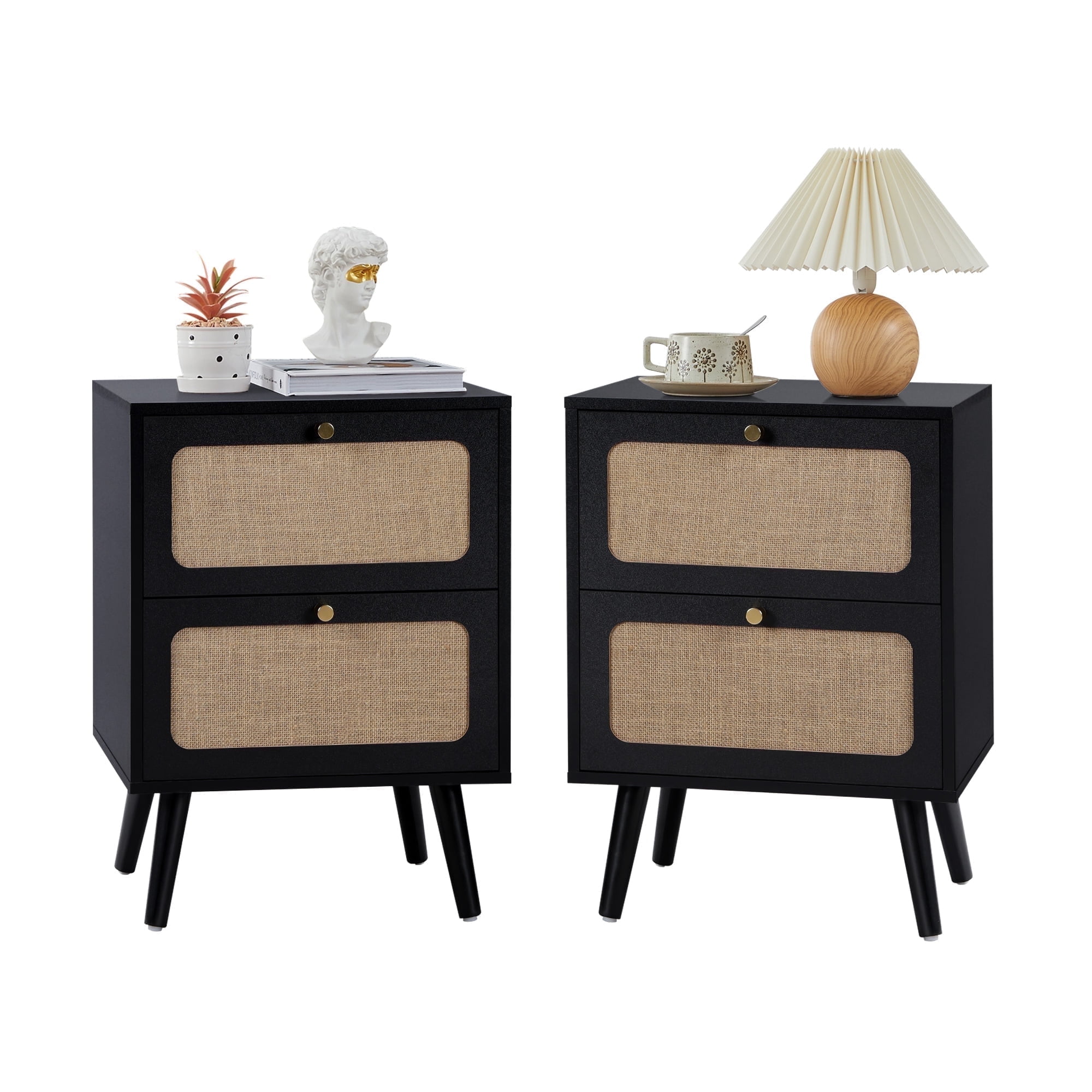 YOCWO Nightstand for Bedroom Set of 2 , Linen Bedside Table Set of 2 ...