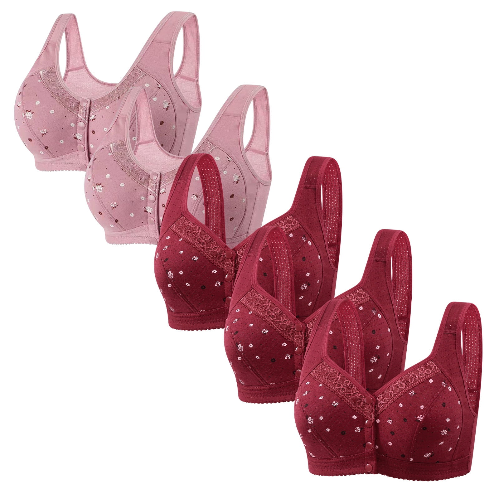 YODETEY Hanes 5 Pack No Underwire Lace Bras for Women Sponge Cup Front ...