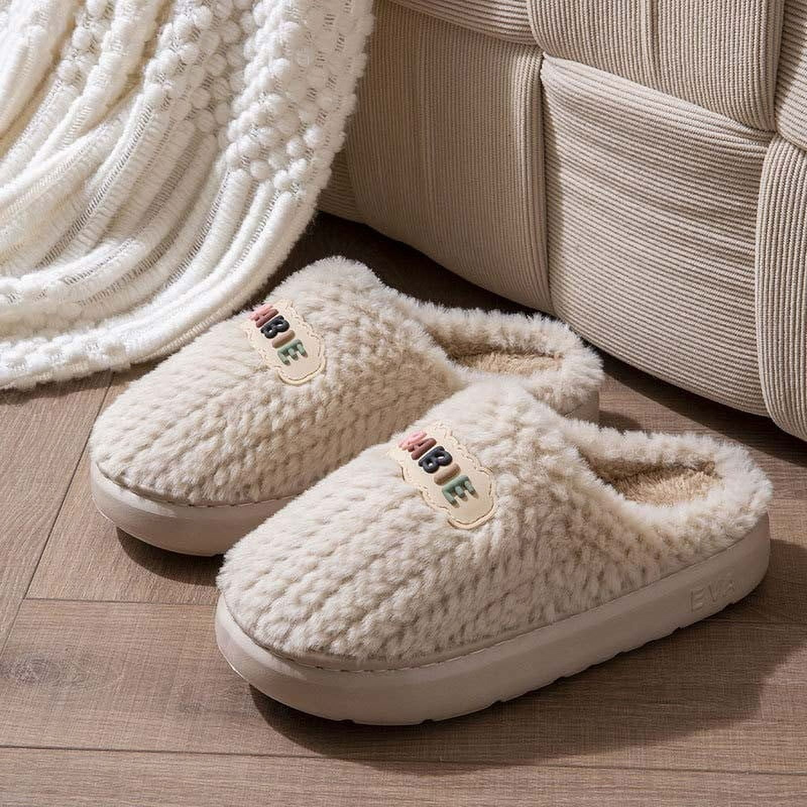 YODETEY Cozy Fleece-lined Slippers - Unisex Velvet Thick Warm Home ...