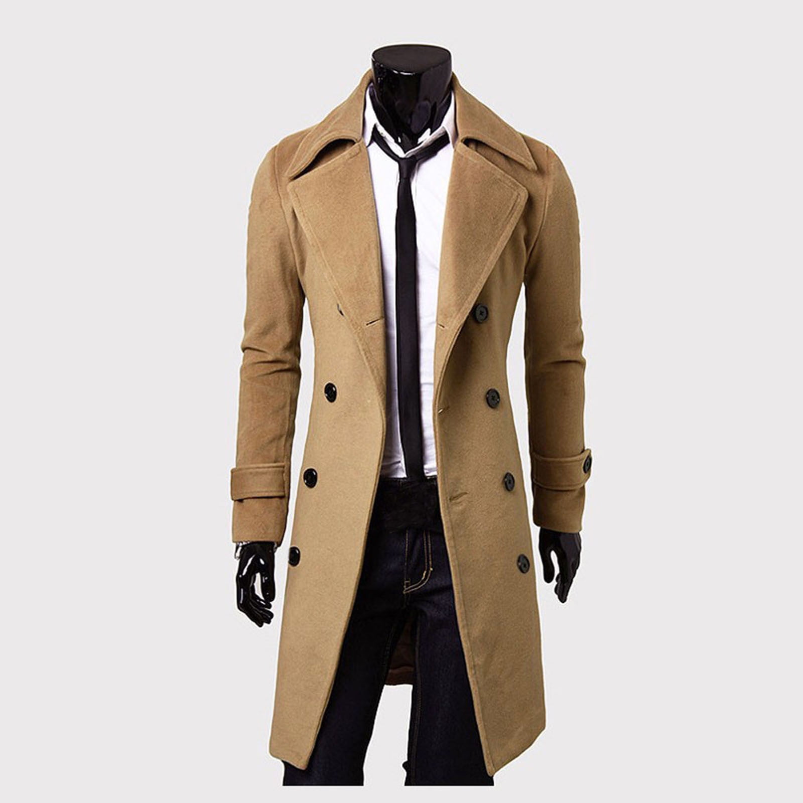YODETEY Winter Men Slim Stylish Trench Coat Double Breasted YODETEY Winter Men Slim Stylish Trench Coat Double Breasted