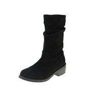 OKBOP Women's Flats Mid Calf Boots-Winter Warm Retro Christmas Western ...