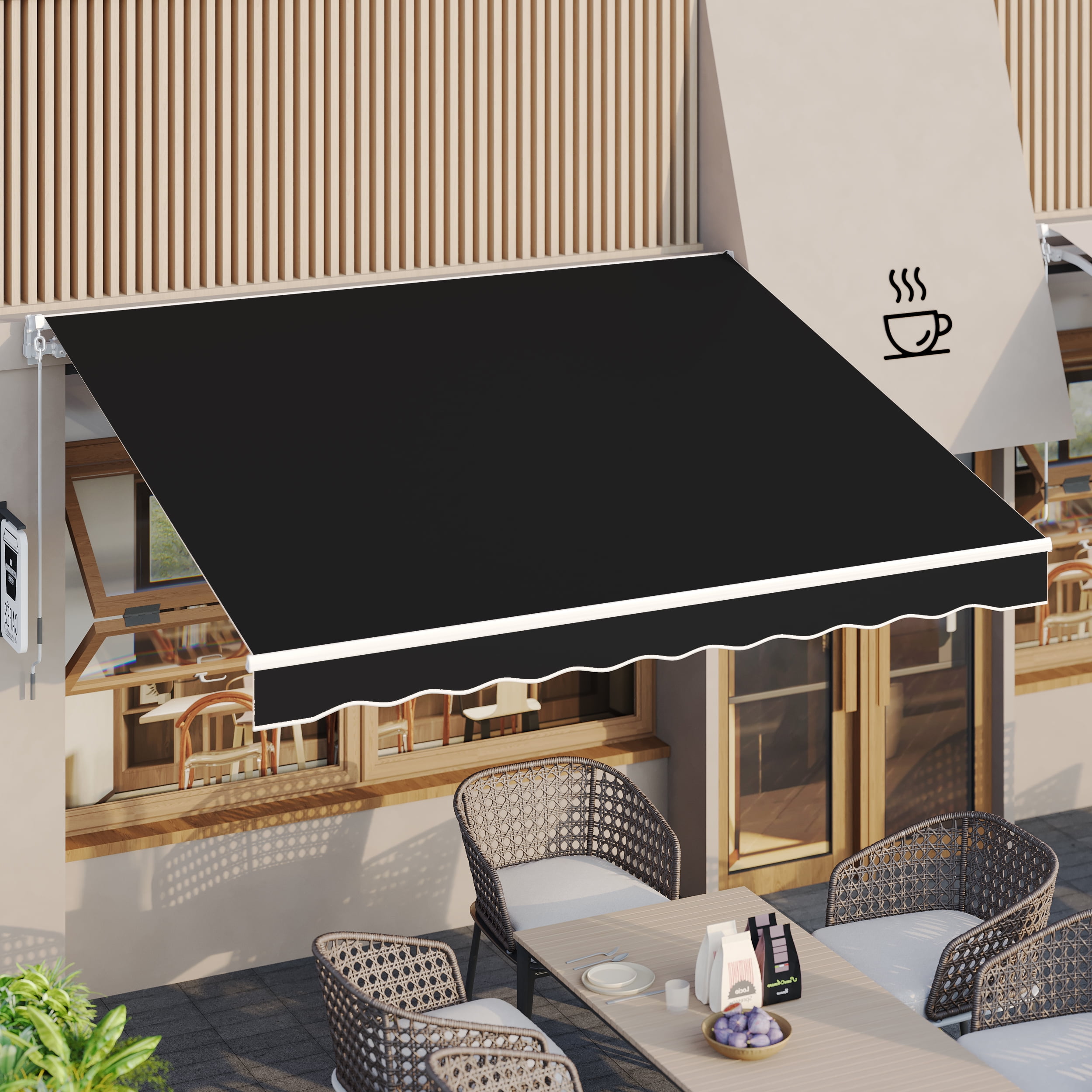 YODOLLA 10'×8' Manual Retractable Awning Sun Shade Patio Awning Cover ...