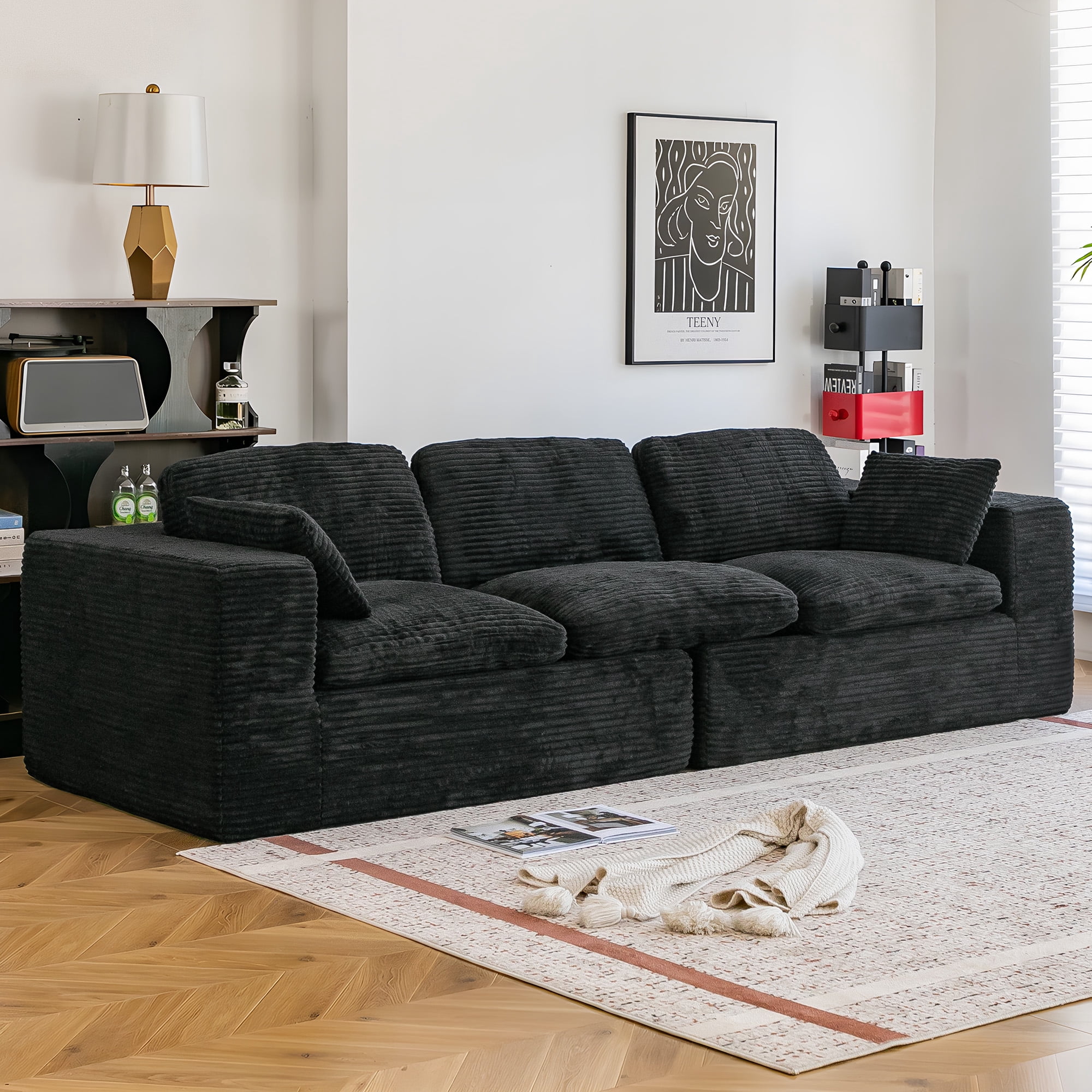 YODOLLA 110" Oversized Boneless Couch for Living Room,Cloud Sectional ...