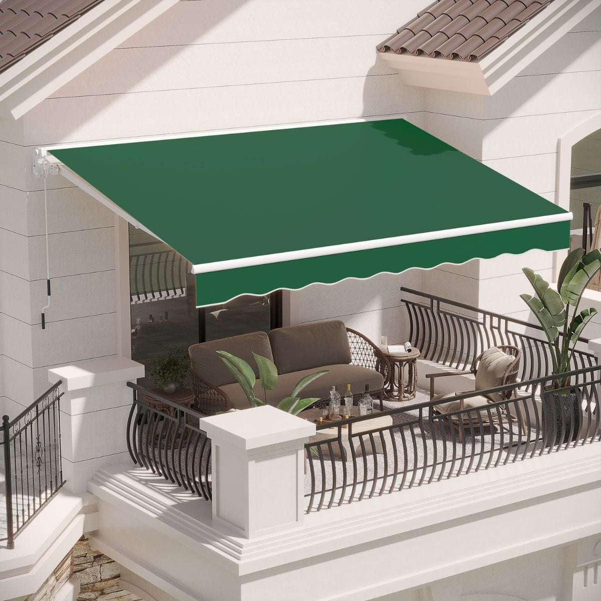 YODOLLA 13'×8' Manual Retractable Awning Sun Shade Patio Awning Cover ...