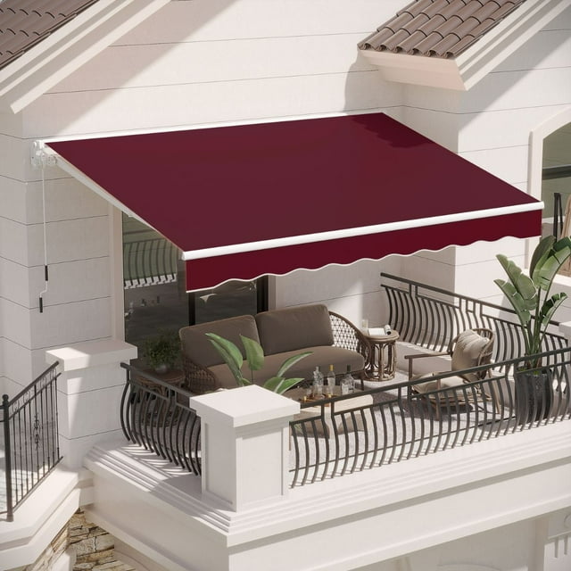 YODOLLA 13'×8' Manual Retractable Awning, Waterproof Aluminum Porch Sun ...