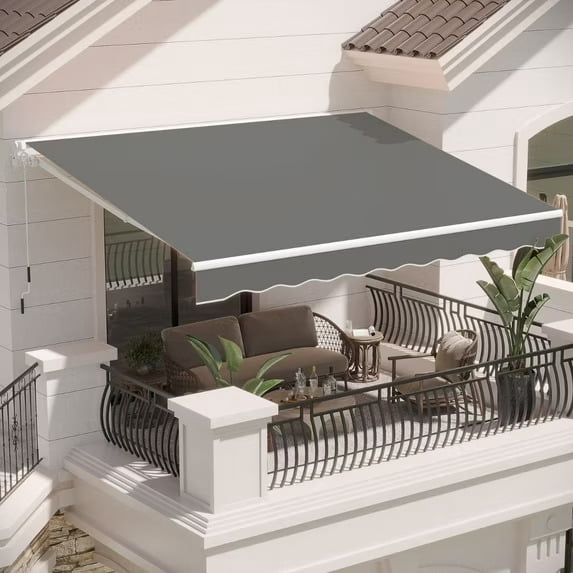 YODOLLA 13'×9.8' Manual Retractable Awning Sun Shade Patio Awning Cover ...