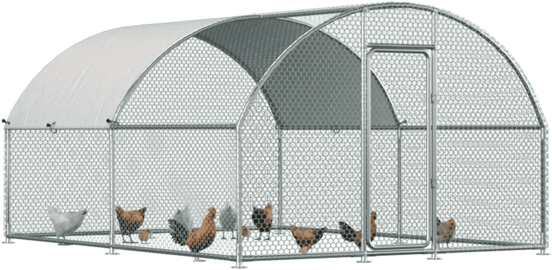 YODOLLA 130 Sq.Ft Large Walk-in Metal Chicken Cage Round-Top Chicken ...