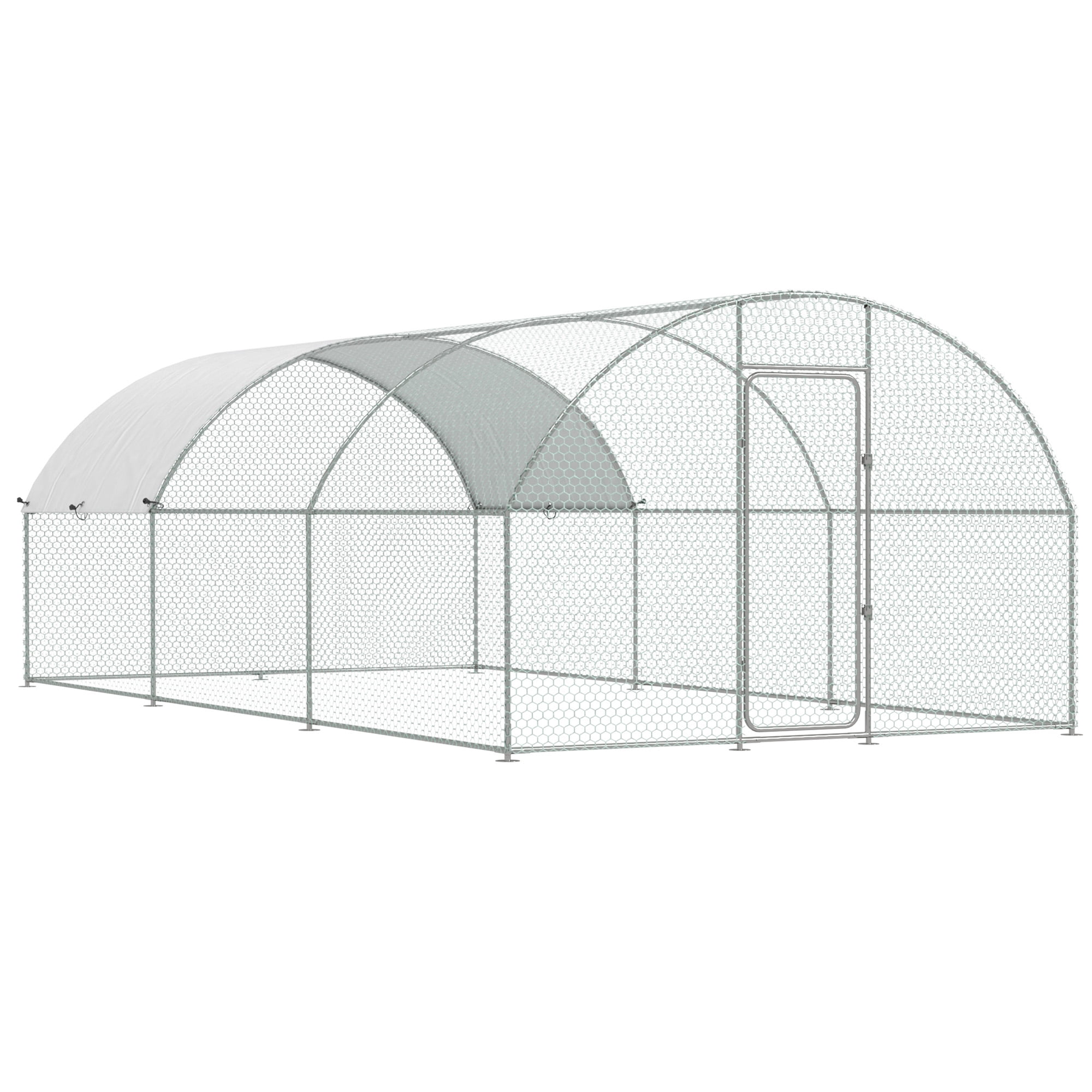 YODOLLA 195 Sq.Ft Large Walk-in Metal Chicken Cage Round-Top Chicken ...