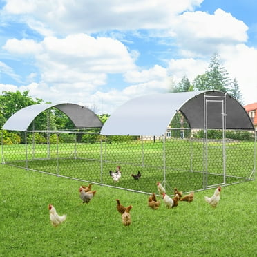 PawHut Large Wooden Run Poultry Chicken Coop Hen House with Garden Bed ...