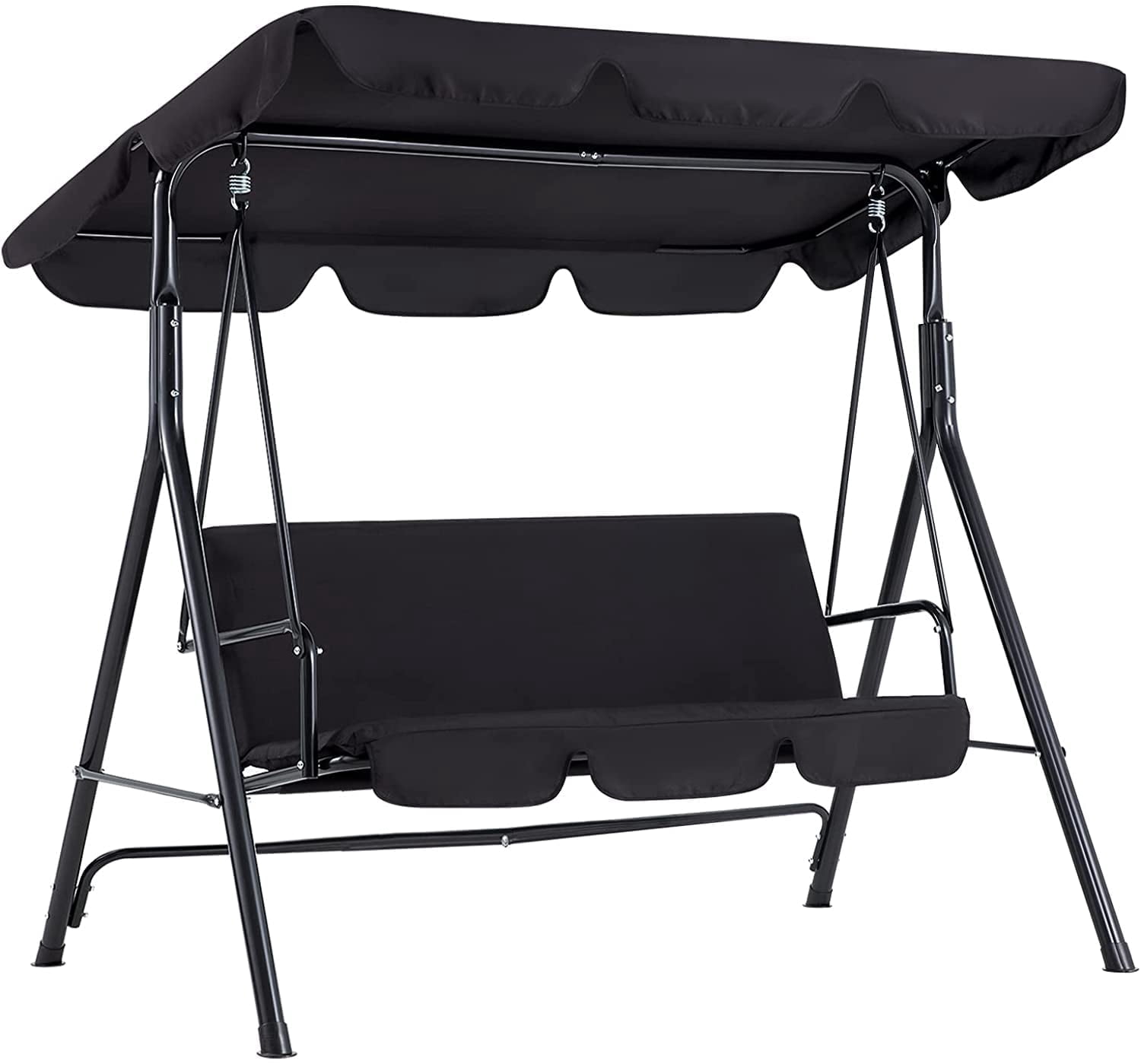 YODOLLA, 3-Seat Outdoor Porch Swing with Canopy, Model RRK150, Black ...