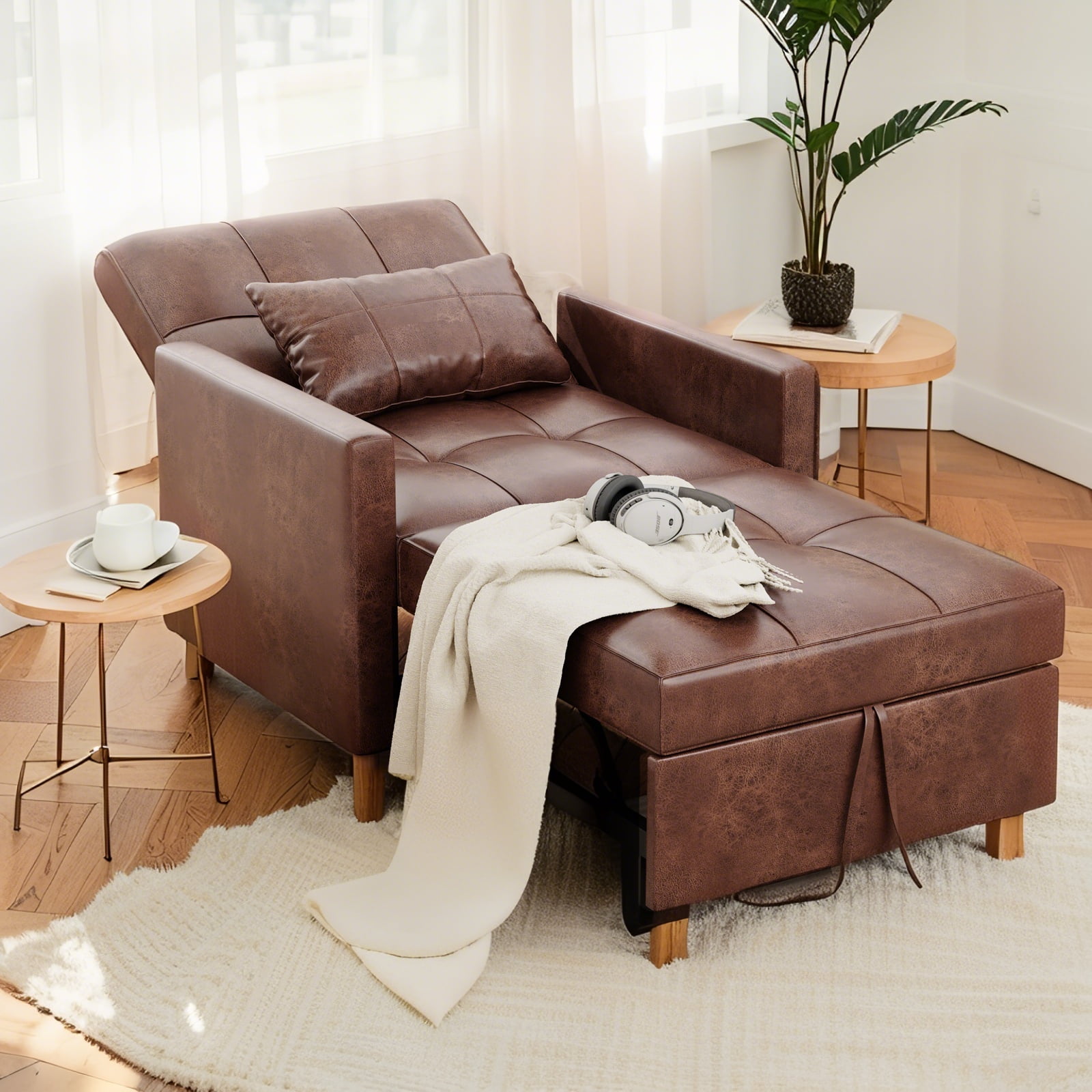 YODOLLA 3-in-1 Sleeper Sofa Bed Chair,Pull Out Couch for Living Room ...