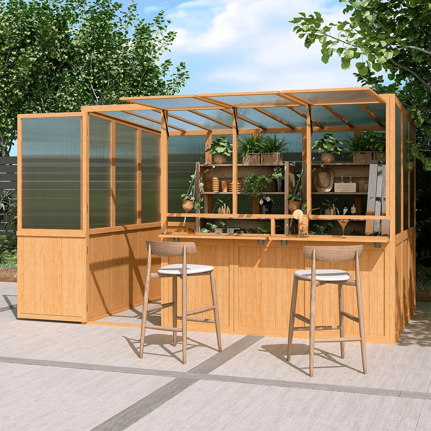 YODOLLA 6x10 Ft Wood Greenhouse, Greenhouses for Outdoors with Openable ...