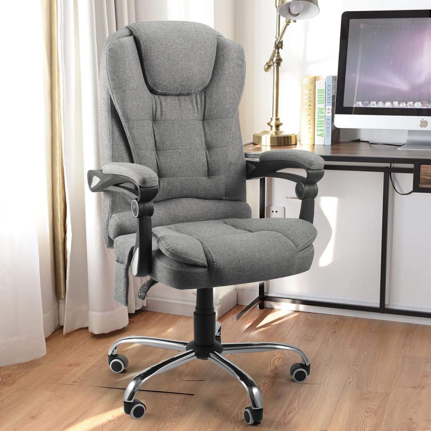 YODOLLA Ergonomic Reclining Desk Chair with Warming 7 Point Massage ...