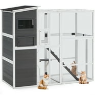 KINFFICT Extra Large Cat House Outdoor, Walk-in Enclosure Wooden Catio ...