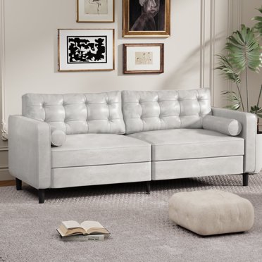 Lifestyle Solutions Lorelei Mid-Century Modern Sofa, Caramel Brown Faux Leather - Walmart.com