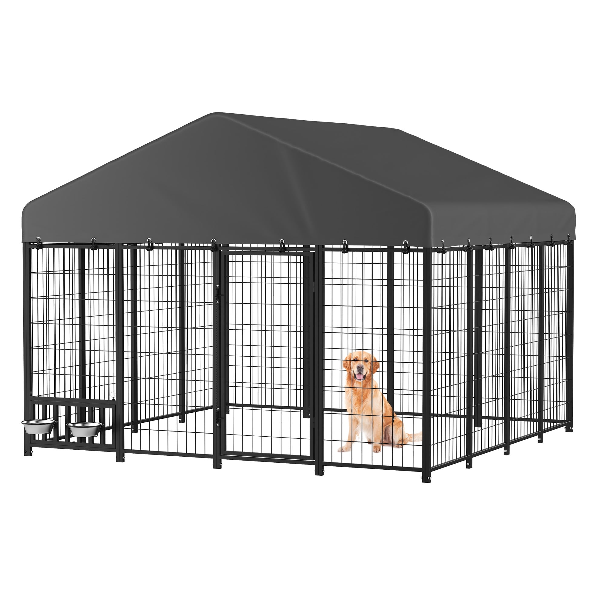 YODOLLA 8x8FT Outdoor Large Dog Kennel with Waterproof Cover, Heavy ...