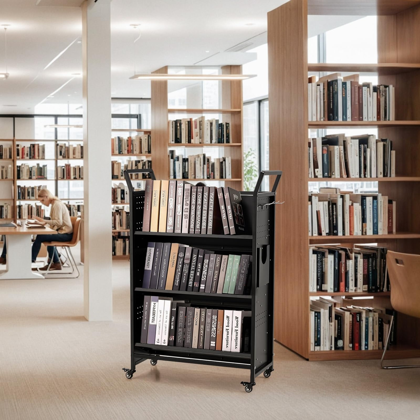 YODOLLA Book Cart with Wheels 352LBS Organization Cart with V-Shaped ...