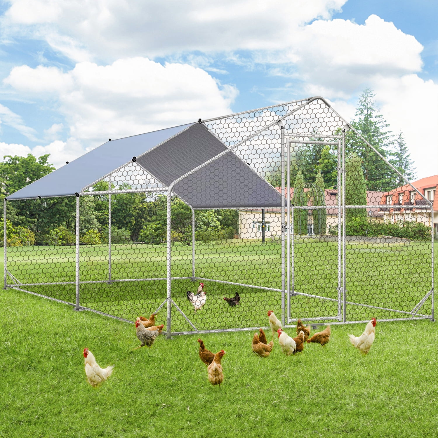 YODOLLA Heavy Duty Outdoor Poultry Enclosure, 130 Sq.Ft Large Walk-in ...