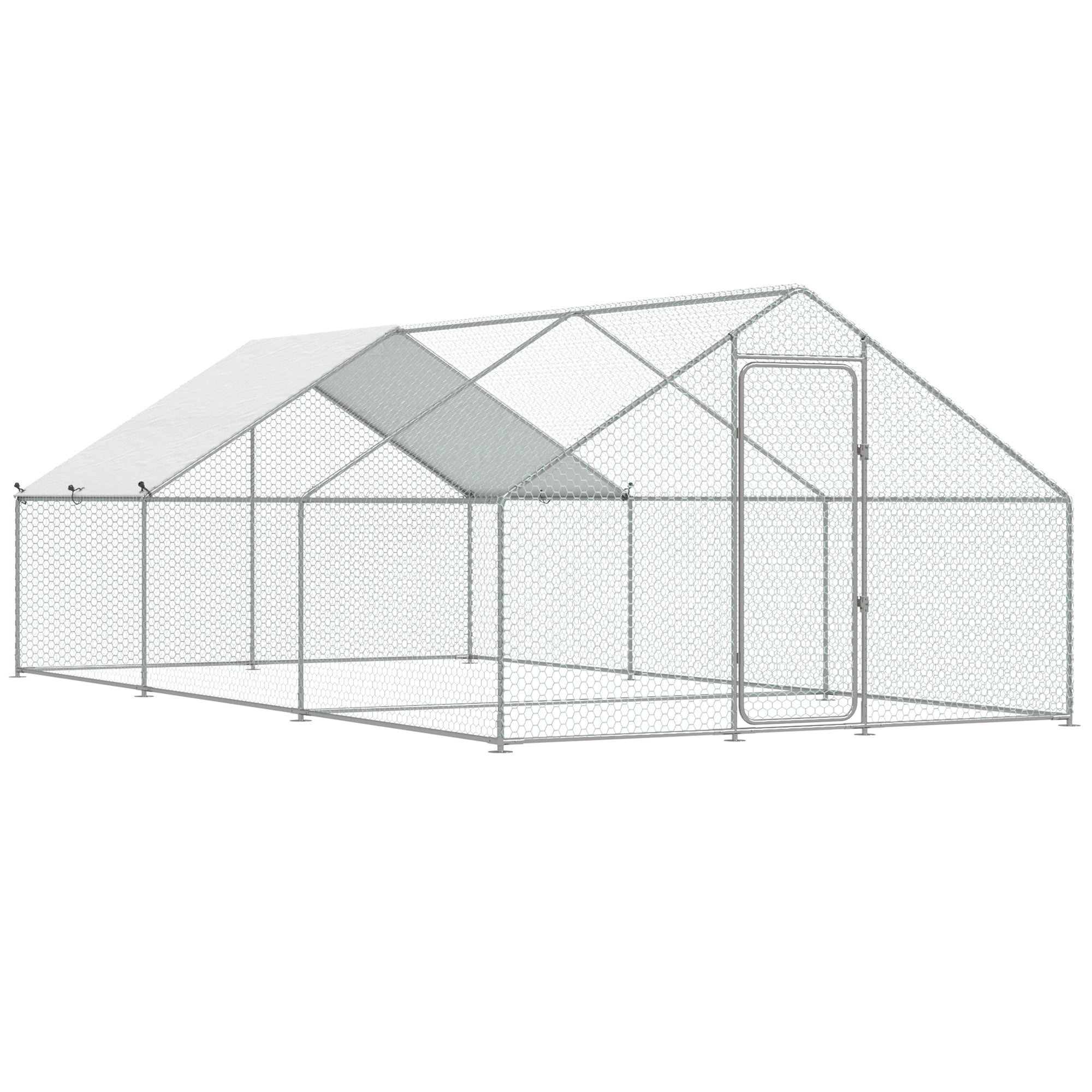 YODOLLA Large Walk-in Galvanized Steel Chicken Coop Run, 200 Sq.Ft ...