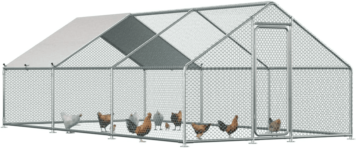 YODOLLA Large Walk-in Galvanized Steel Chicken Coop Run, 200 Sq.Ft ...