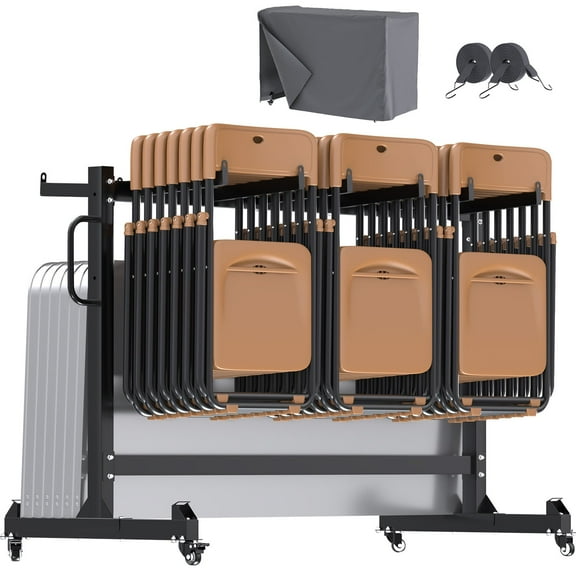 Folding Chair Rack Heavy-Duty Folding Chair Cart with Swivel Wheels 600 ...